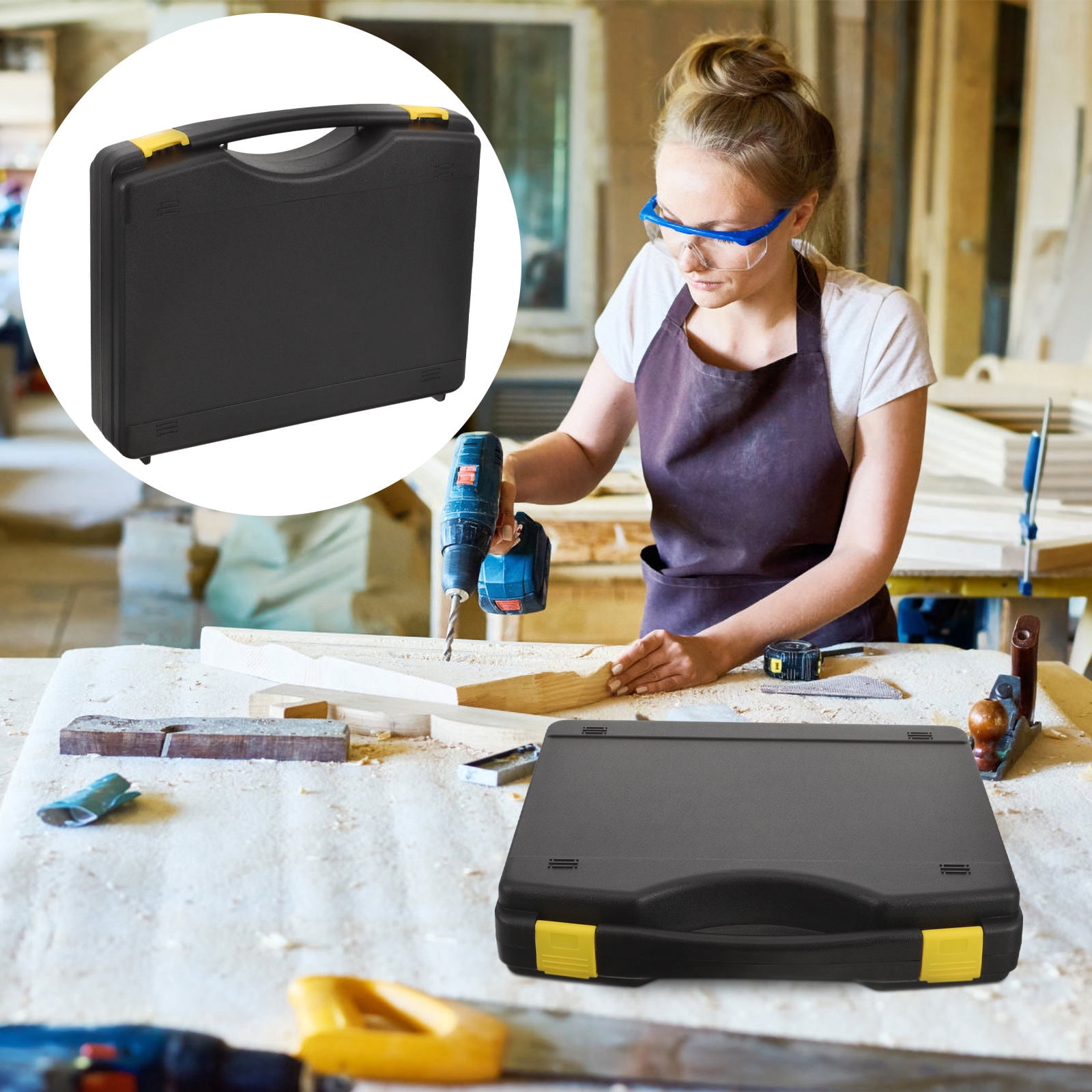 CRILSTYLEO 1Set Black Portable Mechanics Tools Organizer Plastic Box ...