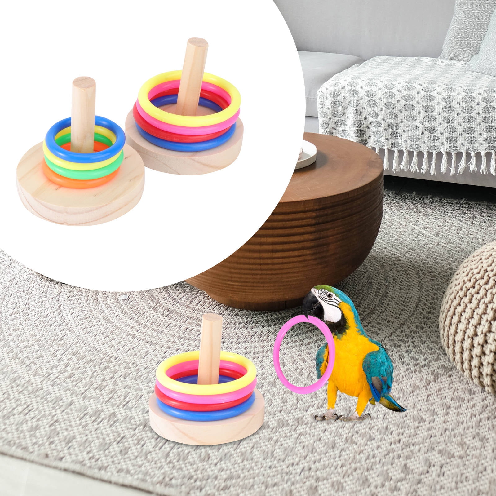 CRILSTYLEO 2-Pack Bird Bells Toys with Beige Round for Cockatiels ...