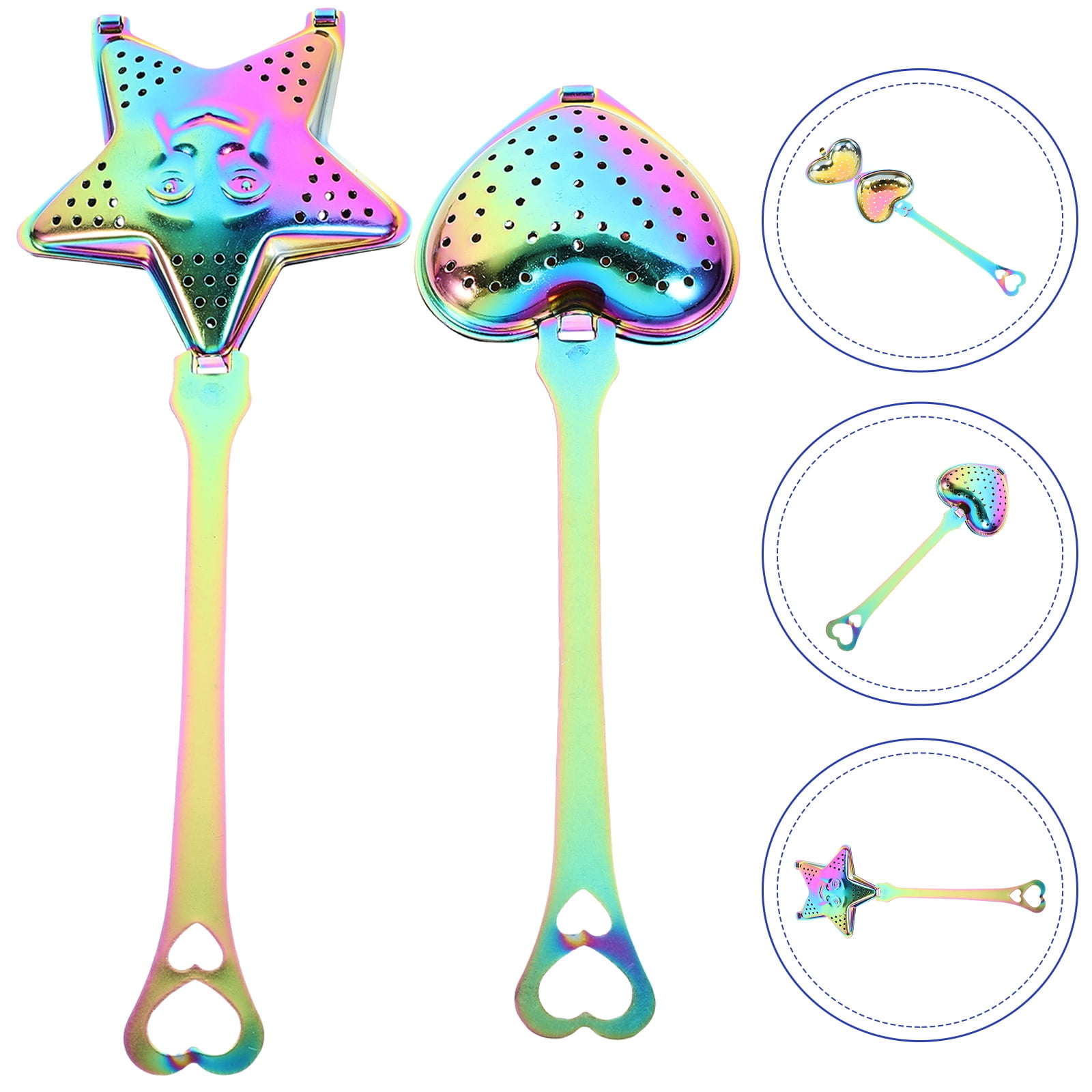 CRILSTYLEO 2Pcs Cute Heart and Star Shaped Tea Filter Stainless Steel ...