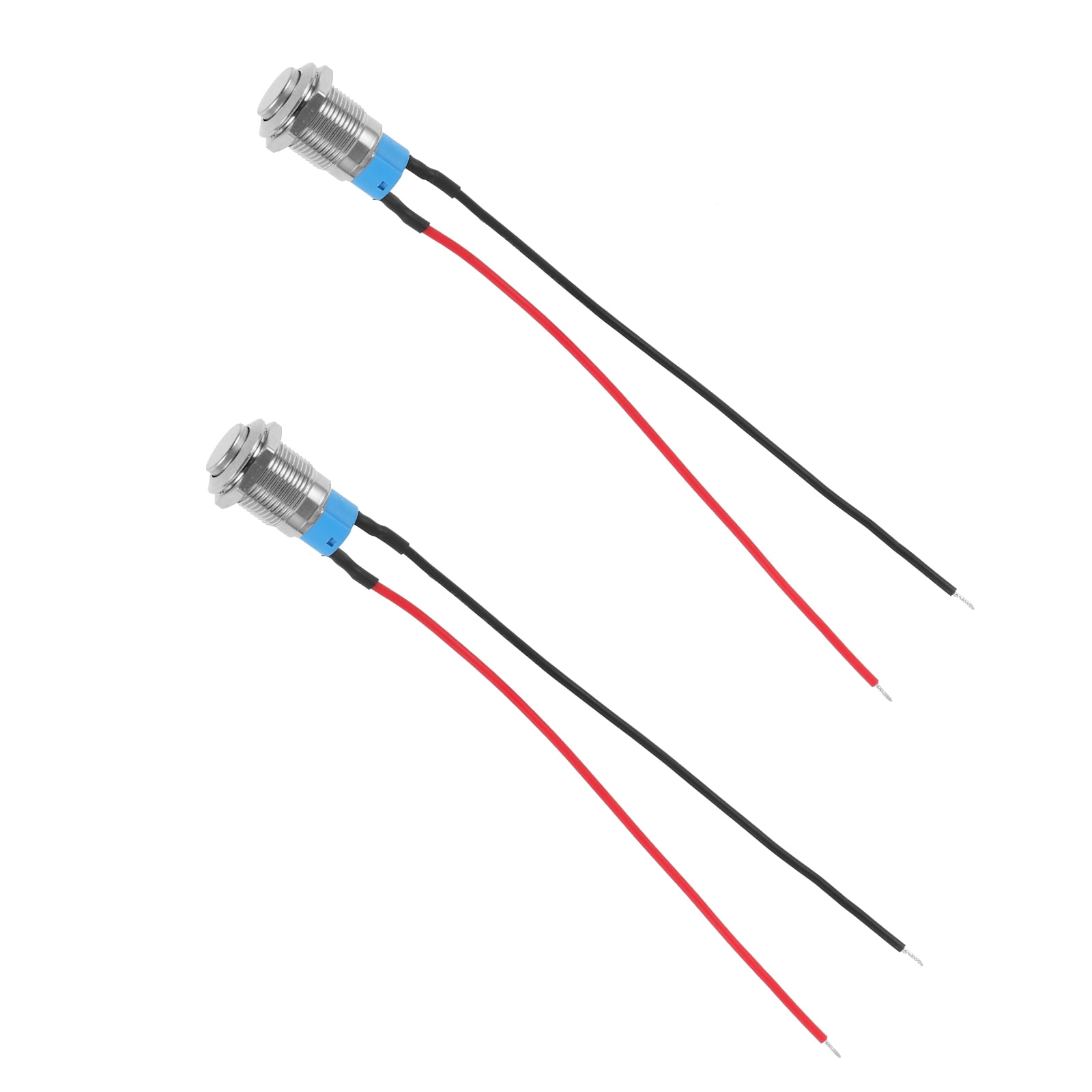 CRILSTYLEO 2Pcs Momentary Push Button Switch Stainless Steel Silver ...