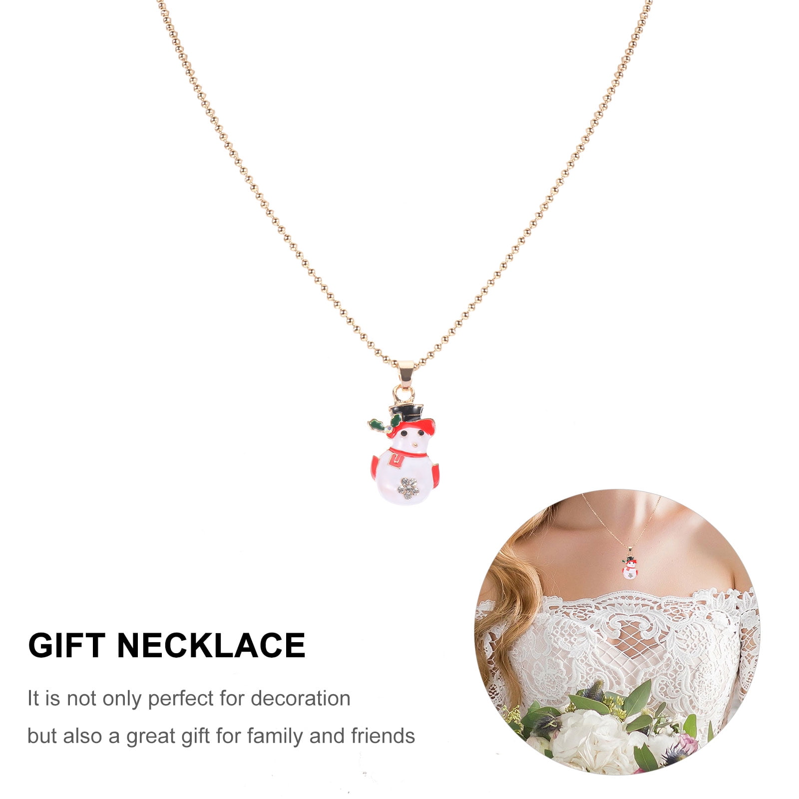 CRILSTYLEO 2Pcs Snowman Christmas Neck Pendant Sweater Chain Necklace ...