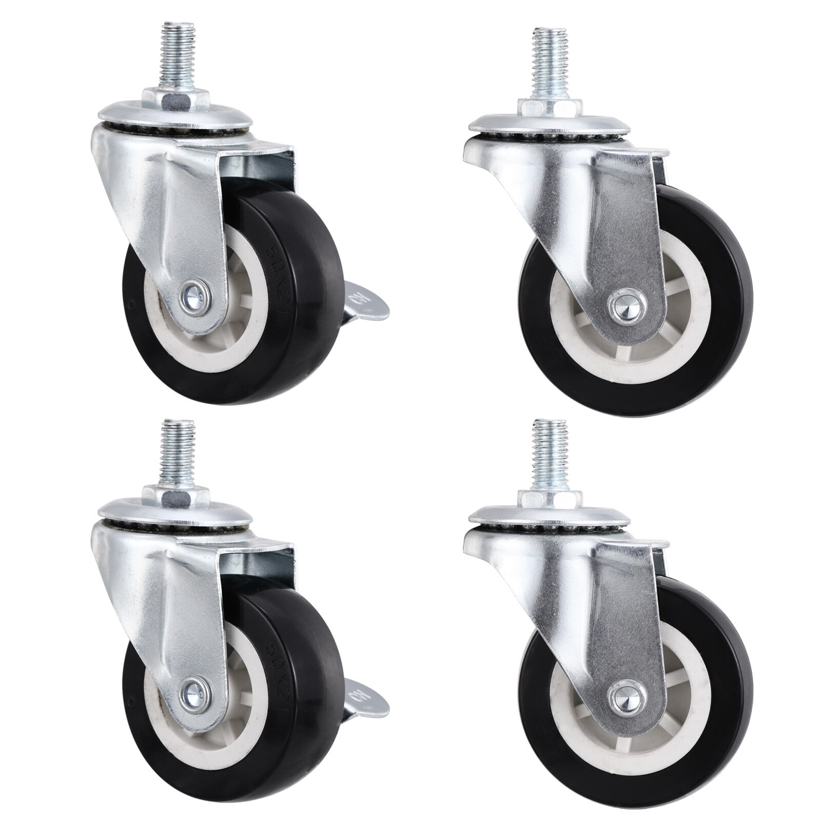CRILSTYLEO 4-Pack Heavy Duty 2-Inch Threaded Stem Swivel Caster Wheels ...