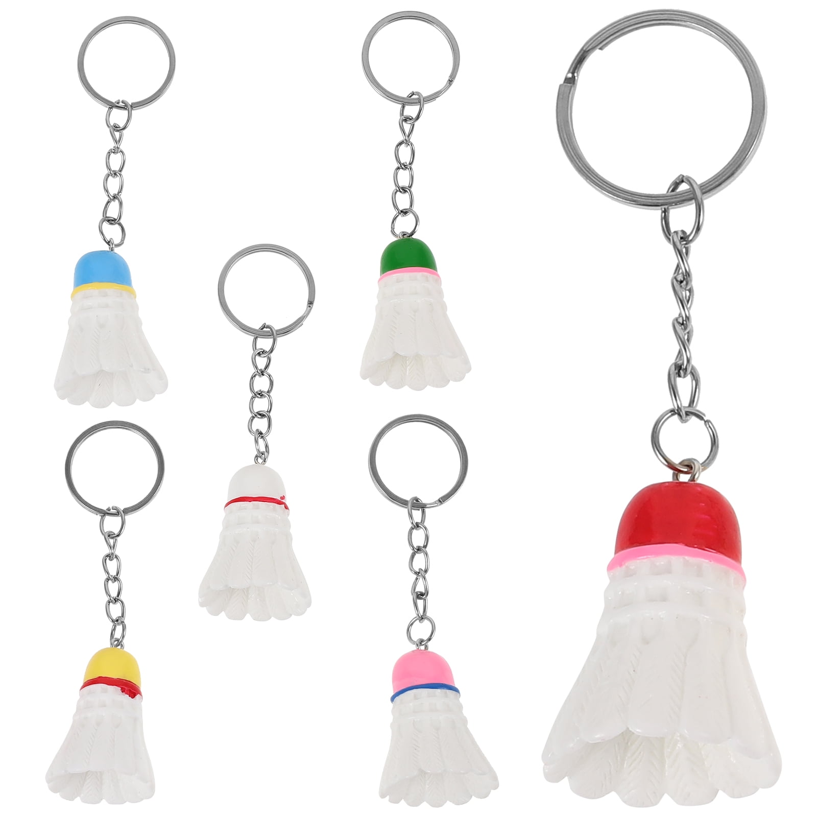 CRILSTYLEO 6Pcs 3D Badminton Shape Keychains Plastic Stainless Steel ...