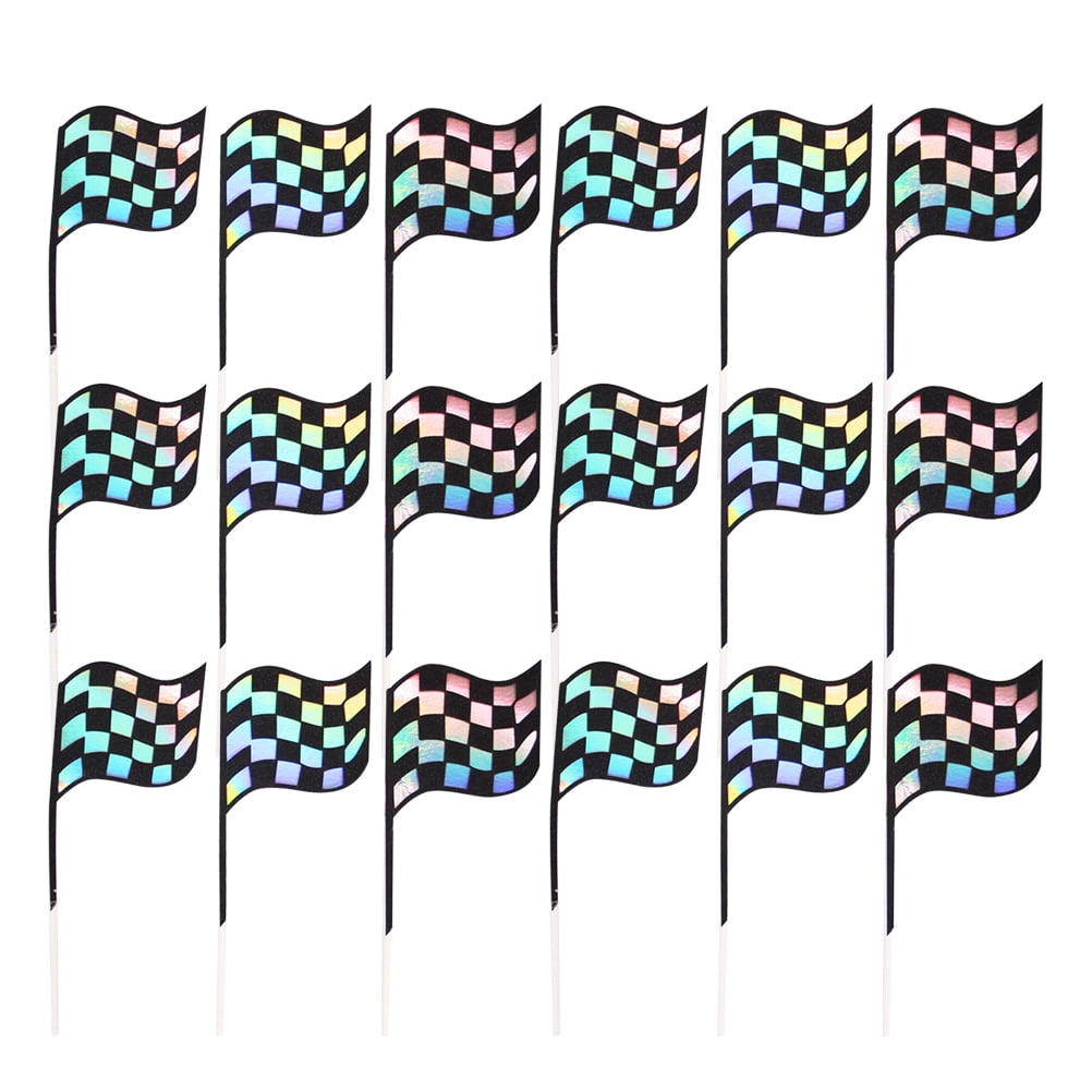 CRILSTYLEO Checkered Flag Cupcake Toppers 2pcs Racing Flags Cake ...