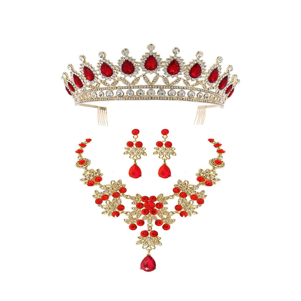 CRILSTYLEO Crown With Necklace And Earrings Zinc Alloy Party Accessory ...