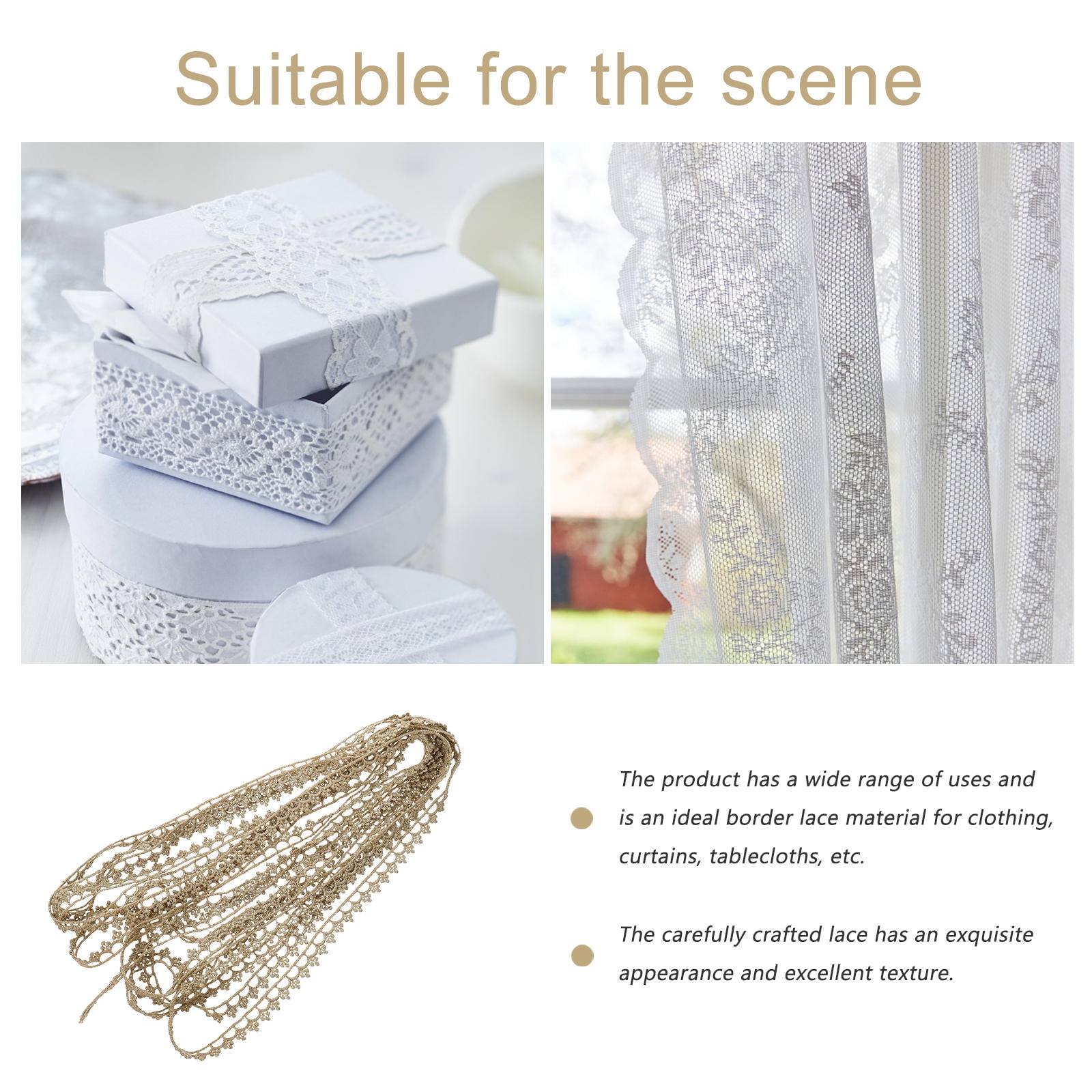 CRILSTYLEO Golden Lace Edging Trimming Fabric for Sewing Craft and ...