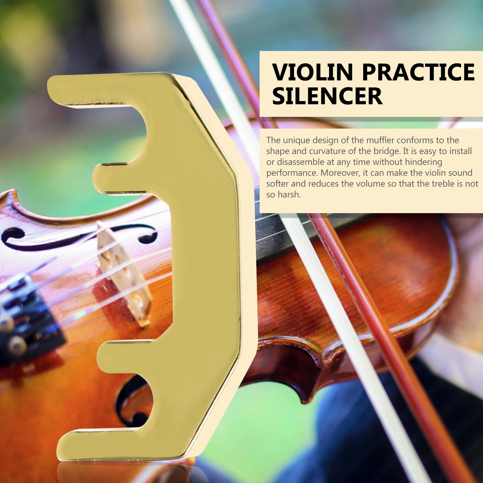 CRILSTYLEO Golden Violin Practice Mute Block Reduce Volume Without ...