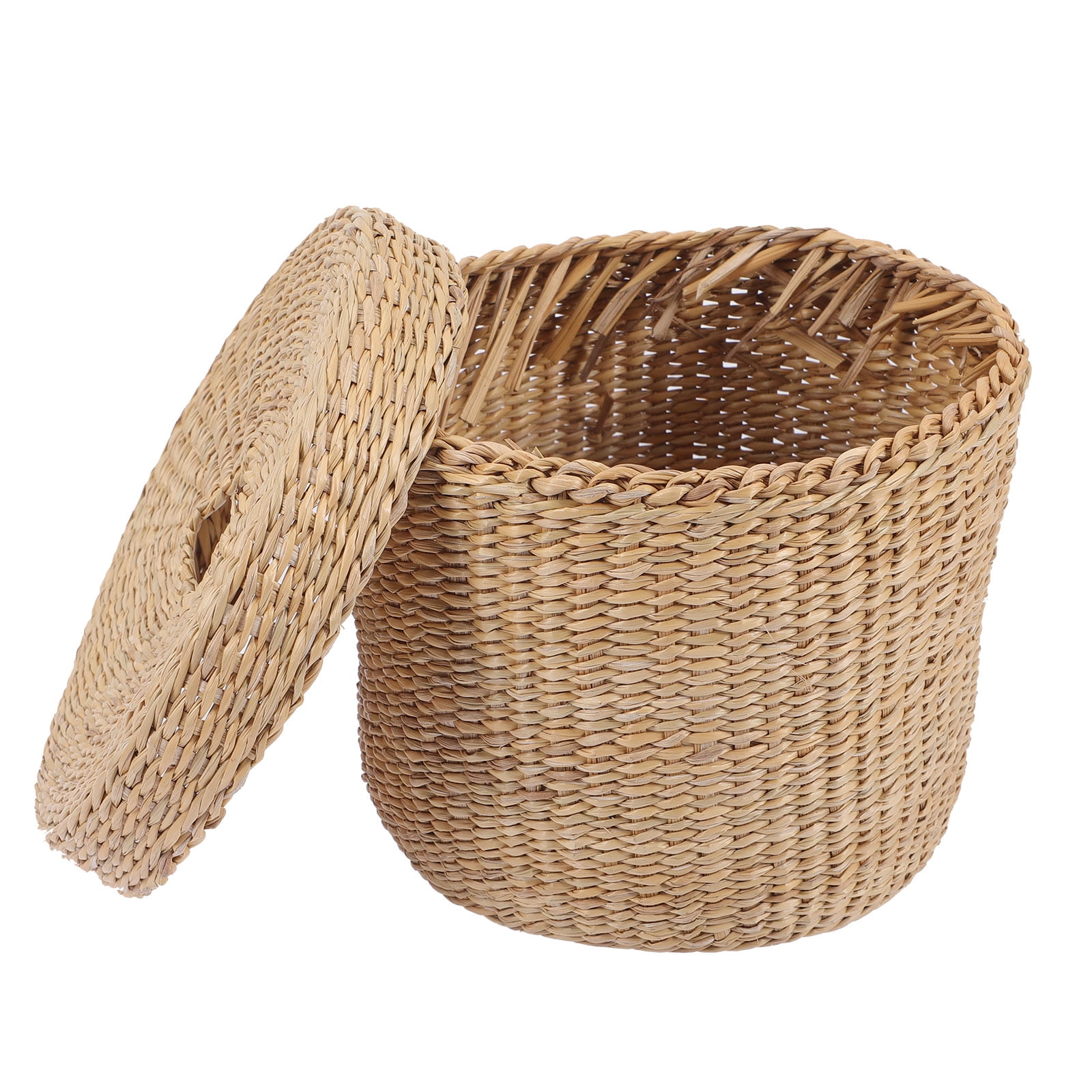 CRILSTYLEO Loose Woven Small Tissue Box 1Pack Round Straw for Home and ...