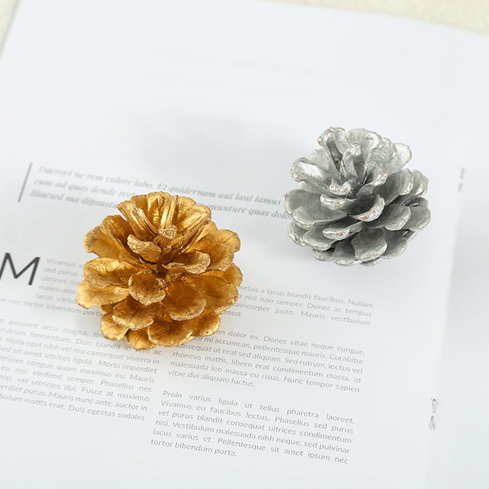 CRILSTYLEO Silver Artificial Pinecones for Christmas Decor DIY ...