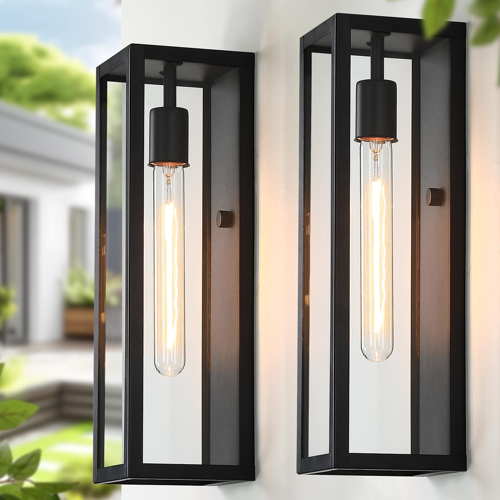 CRIRY 15.8'' Black Outdoor Wall Lighting Fixtures Exterior 2-Pack ...