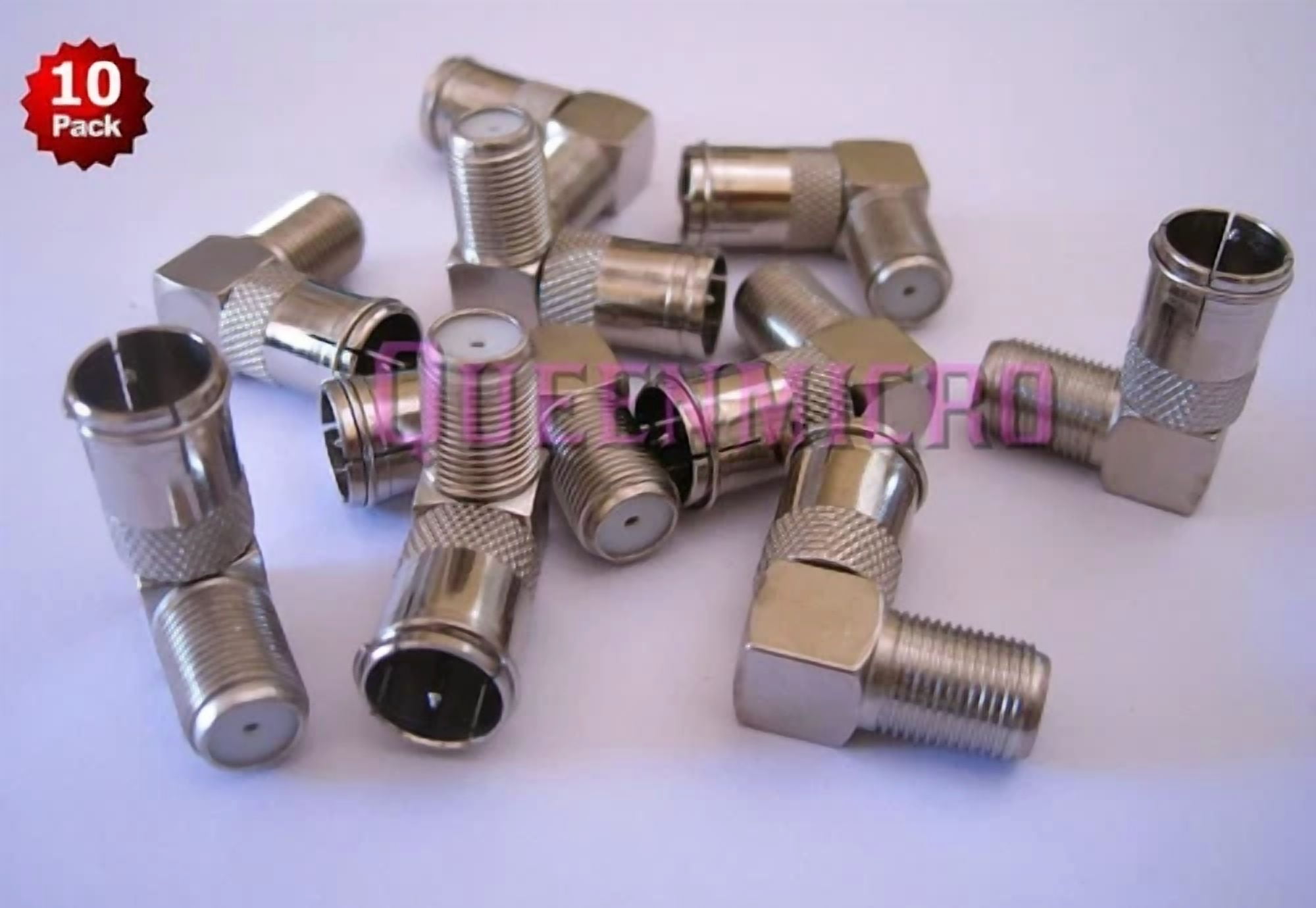 CRISP- 10 Pcs F Type Push On Right Angle Male To Female Coax Coaxial Tv ...