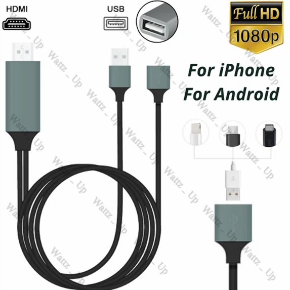 CRISP- 1080P Hdmi Mirroring Cable Phone To Tv Hdtv Adapter Cord For ...