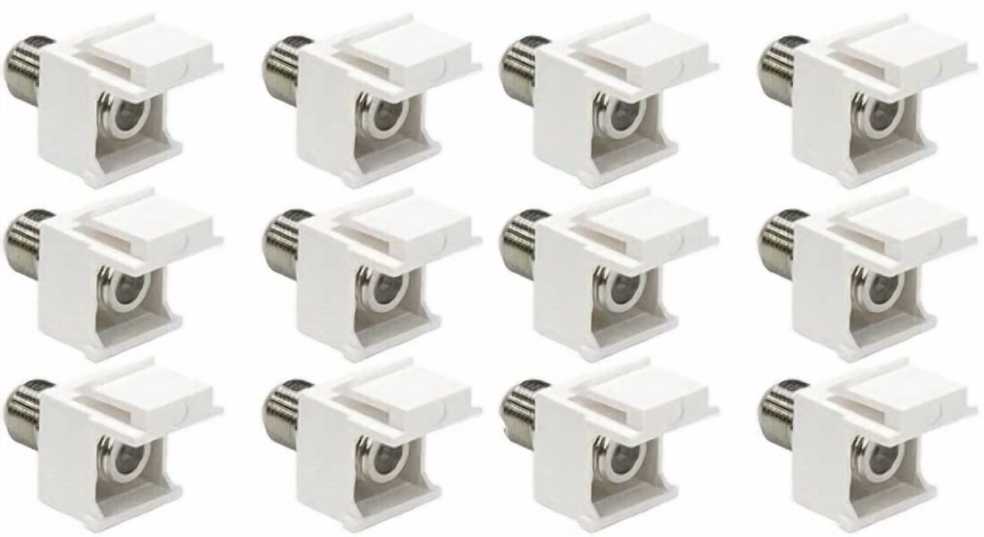 CRISP- 12 Pcs F Type Keystone Jack Coupler Coaxial Cable Connector Snap ...