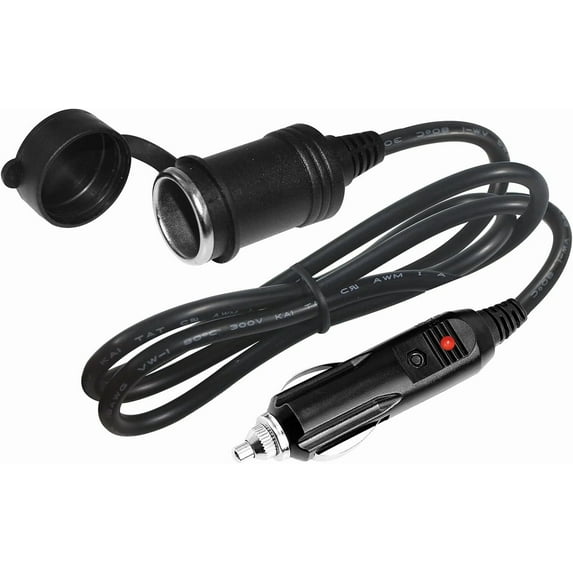 CRISP- 3Ft Black Power Cord 12V Car Cigarette Lighter Extension Cable ...