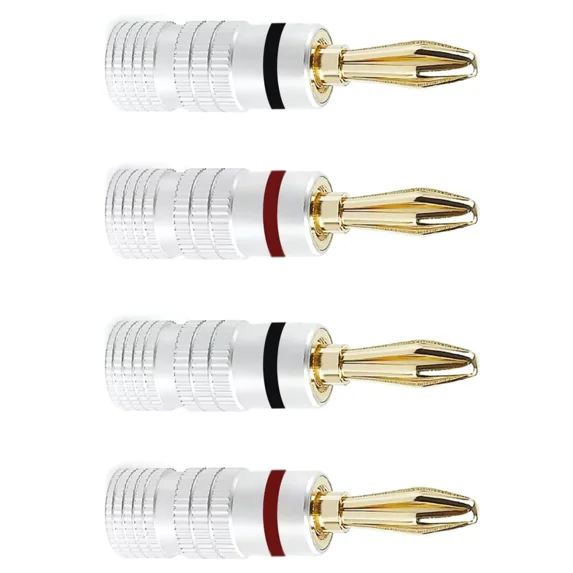 CRISP- 4Pcs Gold Plated Banana Plugs Audio Jack Speaker Wire Cable ...