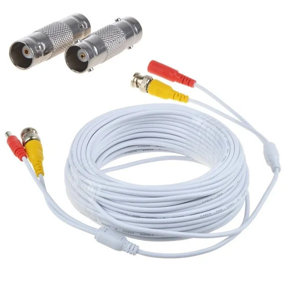 CRISP- 60Ft Power Video Security Camera Bnc Cable Cctv Wire Cord W ...