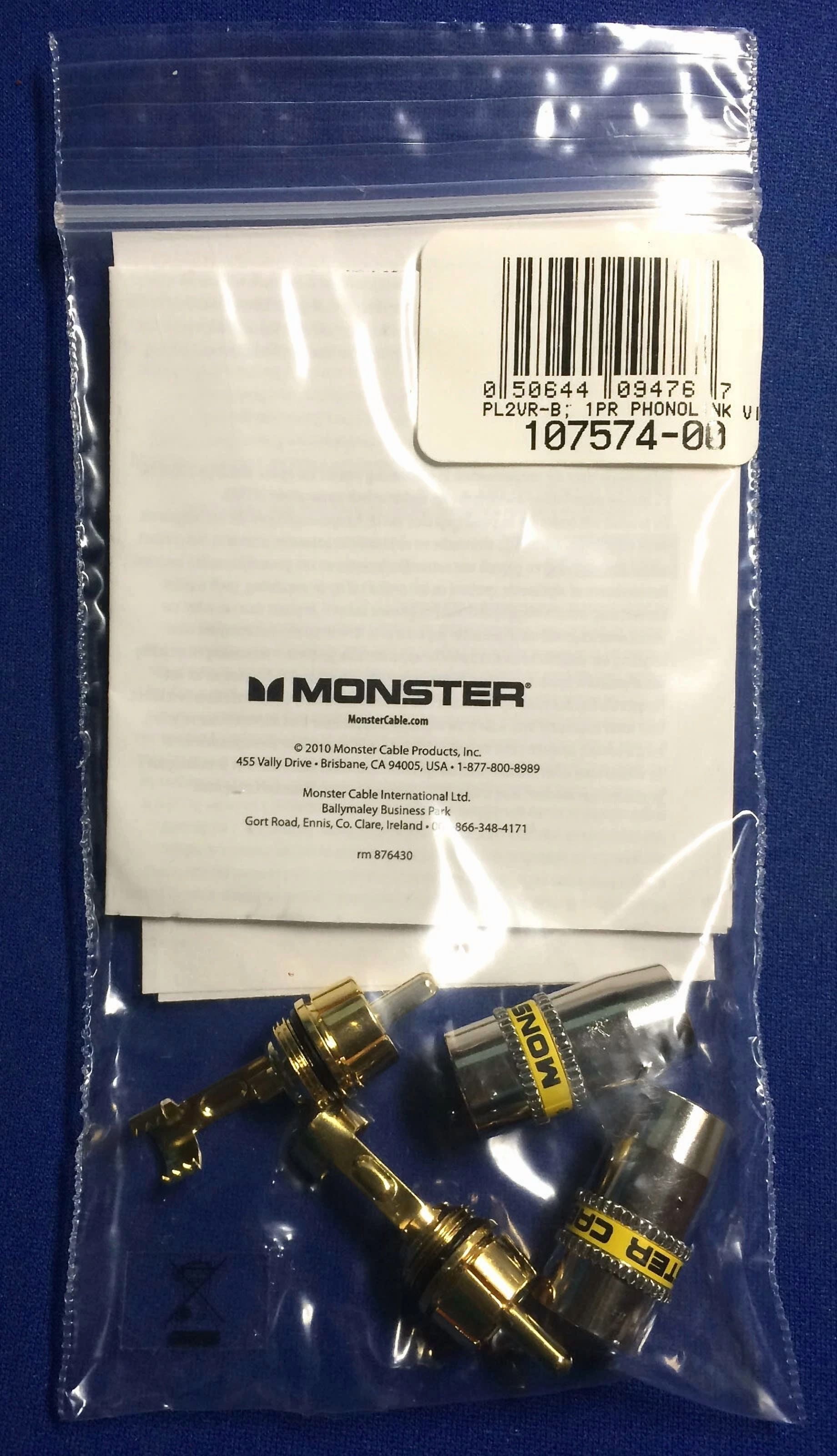 CRISP- Monster Cable Phonolink 2 Rca Video Interlink Connectors 1 Pair ...