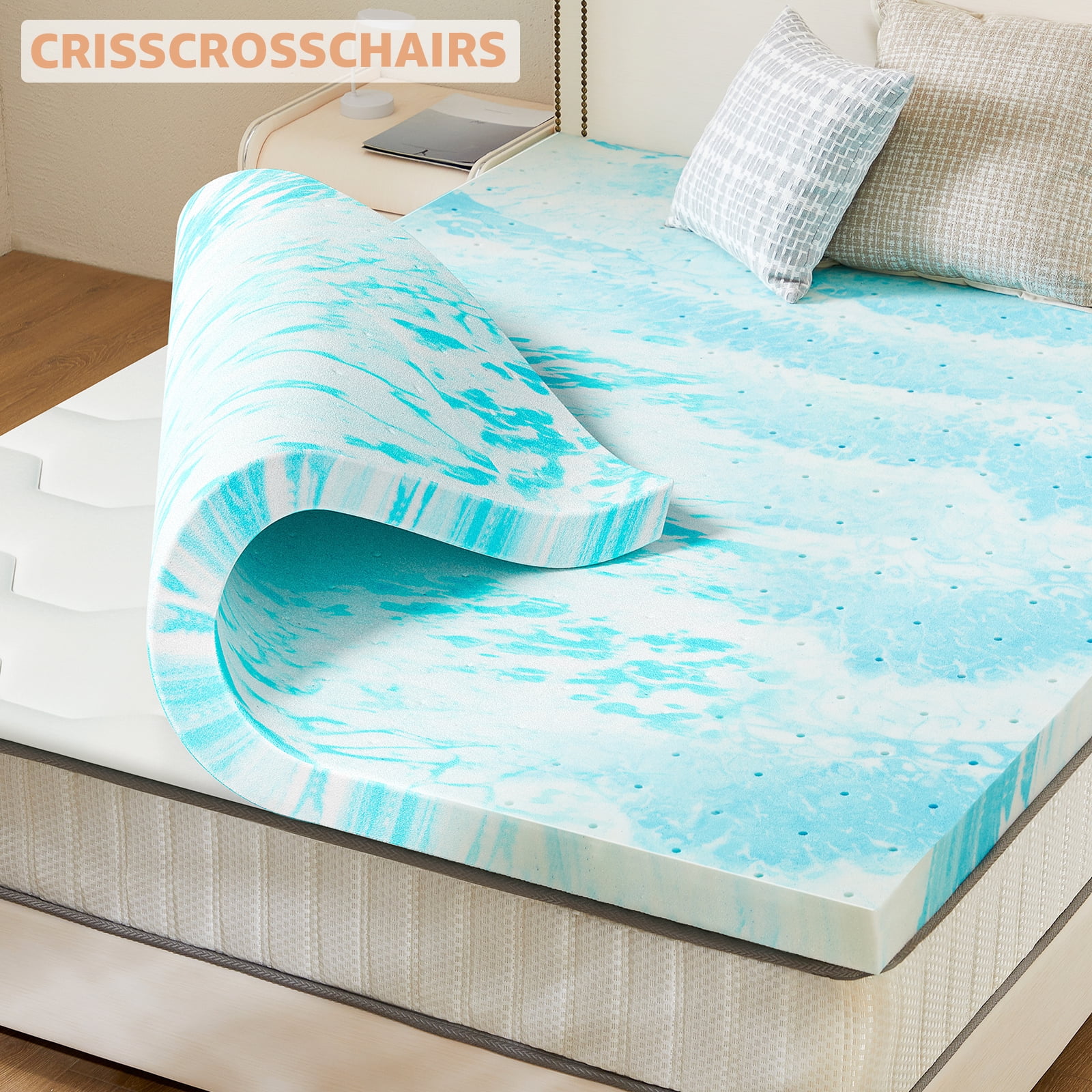 CRISSCROSSCHAIRS Full Memory Foam Mattress Topper, 2 Inch Thick Gel ...