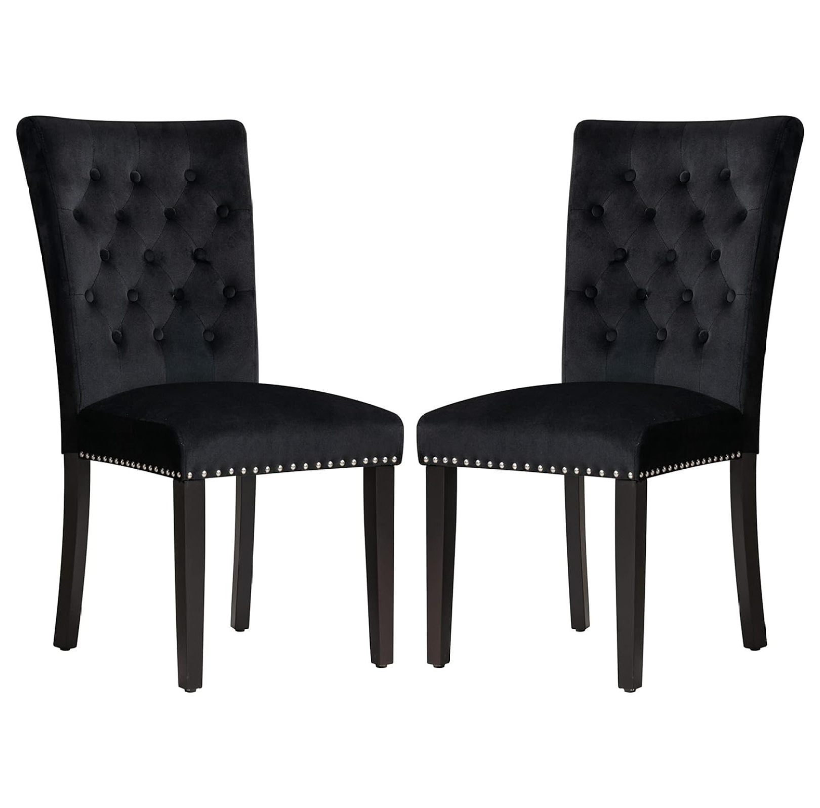 Crixlhix Velvet Fabric Dining Chair Set Of 2 With Button And Nailhead