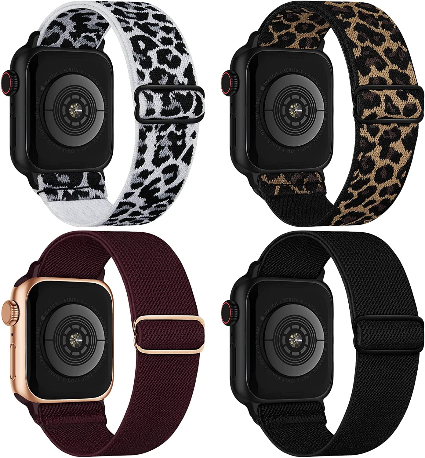 CRKMGS-4 Pack Stretchy Band Compatible with Apple Watch Bands 40mm 41mm ...