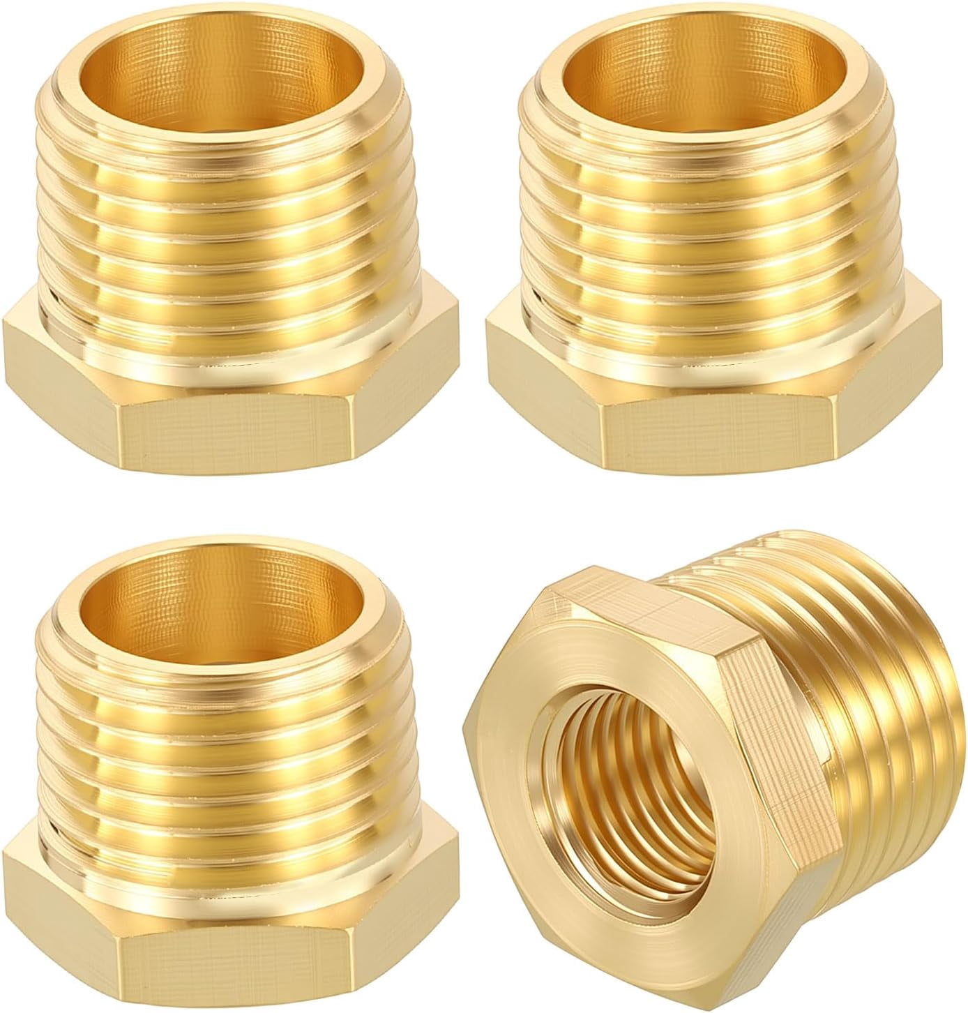 CRKMGS-4 Packs Brass Pipe Fittings, 1/2" Male NPT to 1/4" FeMale NPT ...