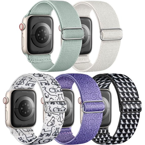 CRKMGS-5 Pack Stretchy Nylon Band Compatible with Apple Watch Bands ...
