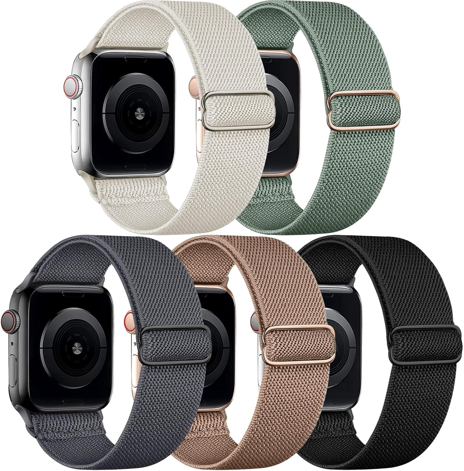 CRKMGS-5 Pack Stretchy Nylon Band Compatible with Apple Watch Bands ...
