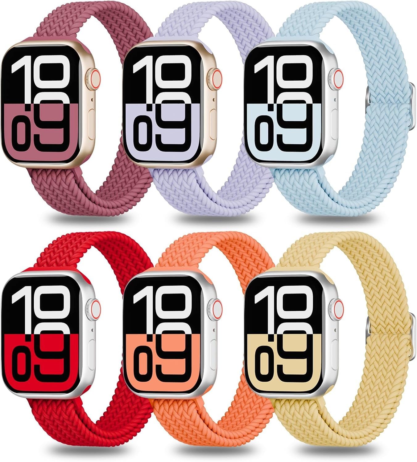 CRKMGS-6 Pack Thin Stretchy Braided Compatible with Apple Watch Band ...