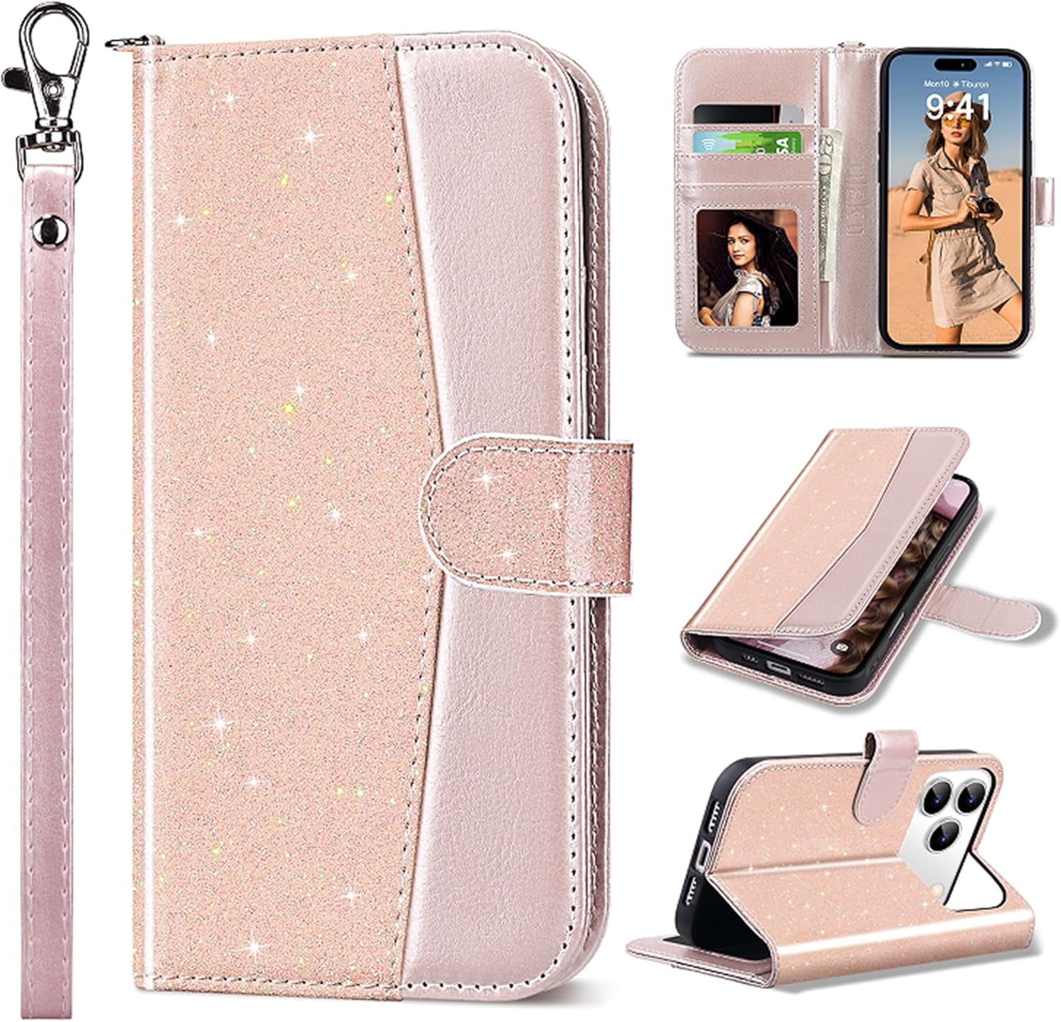 CRKMGS-Compatible with iPhone 17 Pro Wallet Case, Women PU Leather ...
