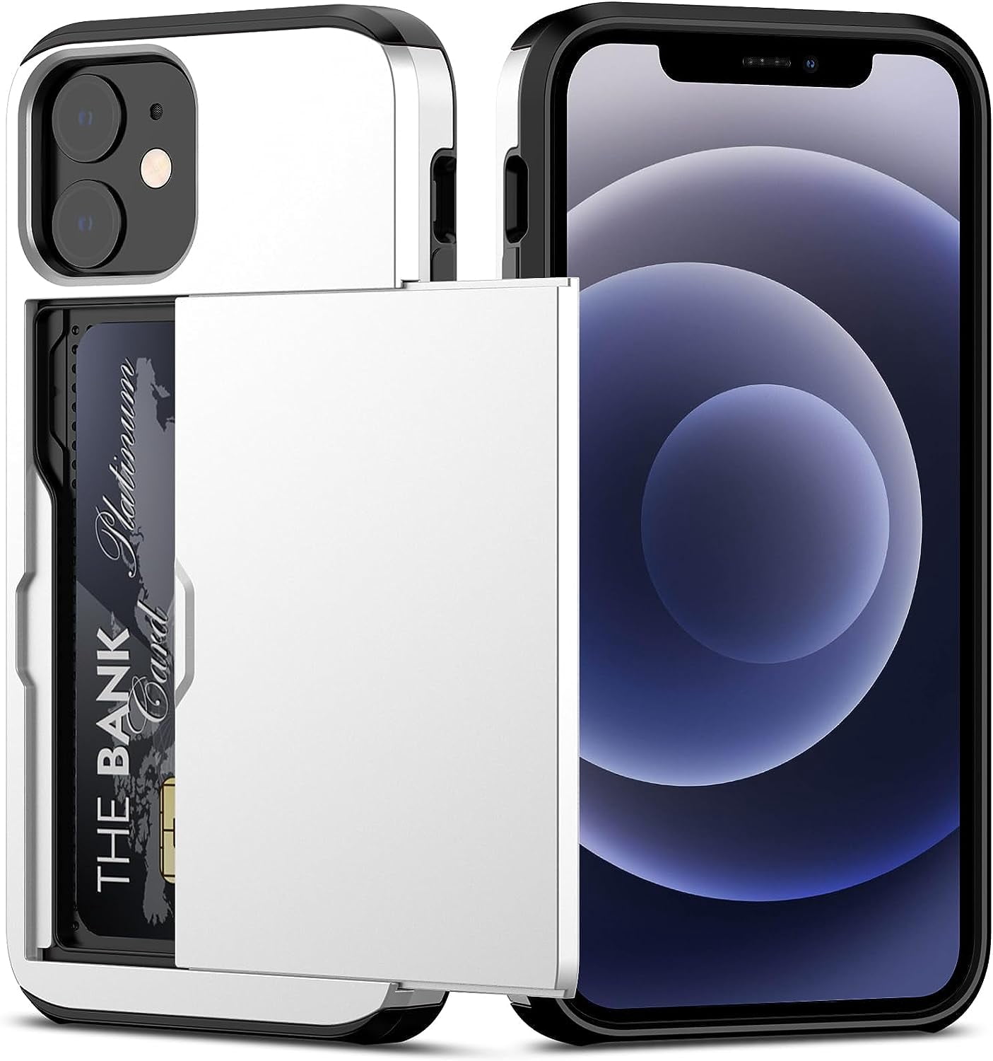 CRKMGS-for iPhone 12 Mini Case with Card Holder Heavy Duty Protective ...