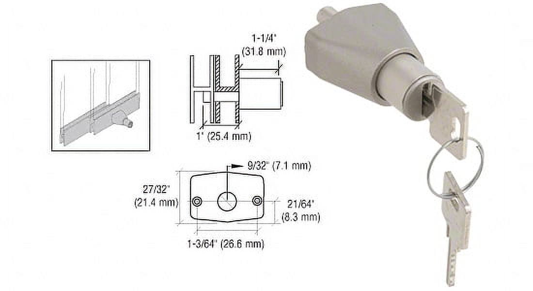 CRL 0911SCKA Satin Chrome Keyed Alike Sliding Door Lock - Walmart.com