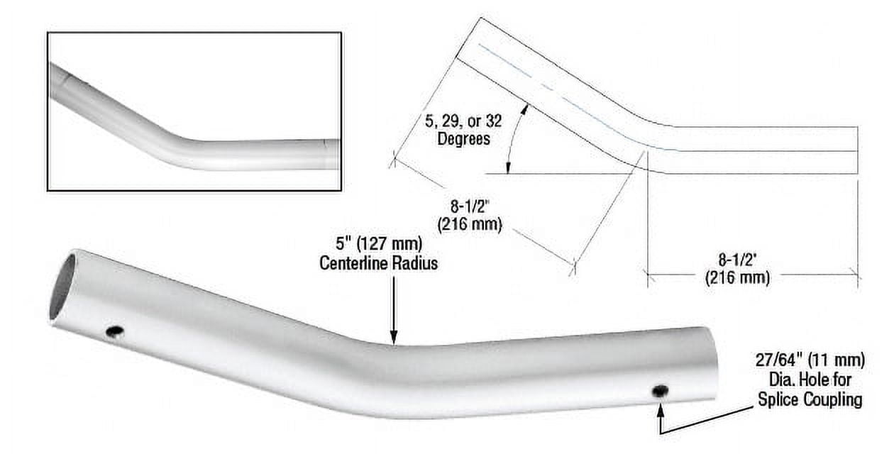 CRL A190BN32 Satin Anodized ACRS Lower Incline 32 Tangent Bend ...