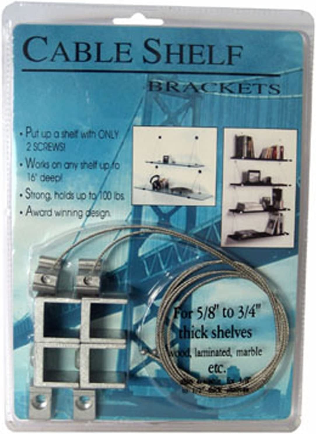 CRL Aluminum Finish Cable Shelf Bracket System for 5/8"-3/4" Shelves ...