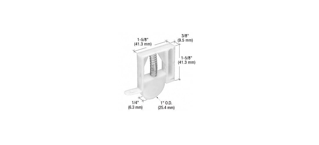 CRL B624 1" Steel Sliding Screen Door Bottom Roller for Academy Uni-Fit ...