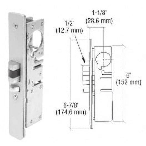 CRL DL2140BLH 1-1/8" Backset Narrow Stile Left Hand Deadlatch Lock ...