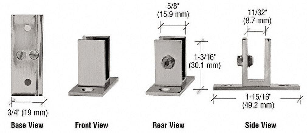 CRL EH47 Brushed Nickel Short Leg Set Screw Clamp for 1/4" to 5/16 ...