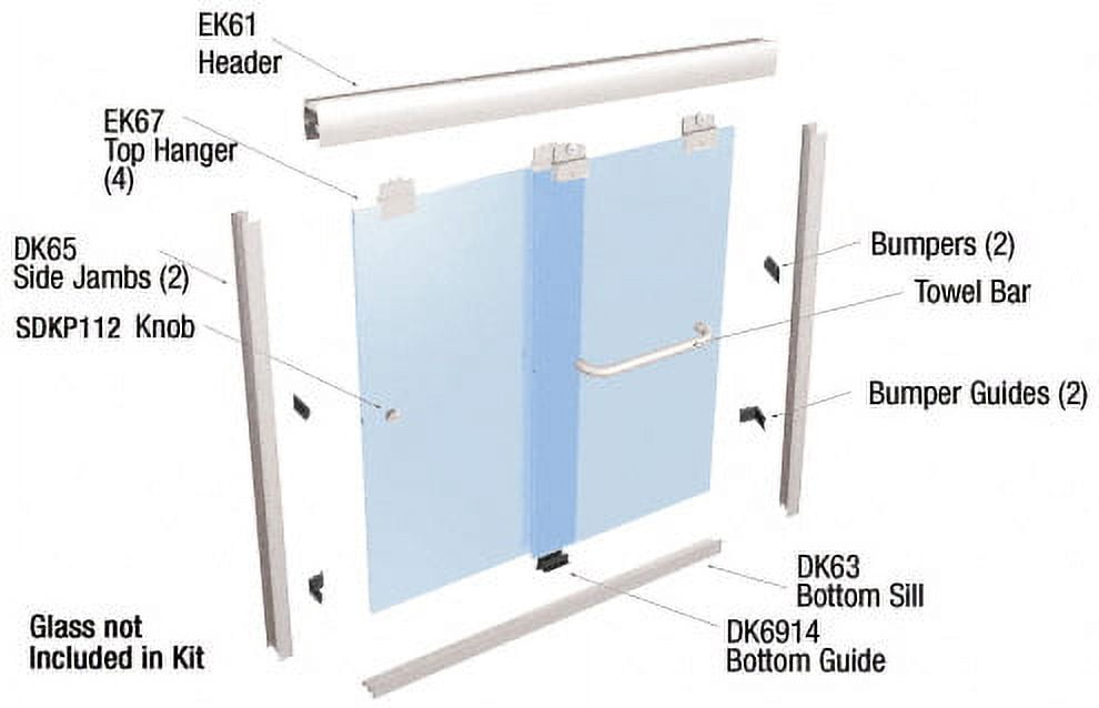 CRL EK146072BA Brite Anodized 60" x 72" Suite "EK" Series Shower Door ...