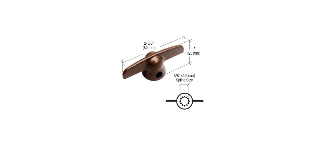 CRL H3995 Copperite T-Crank Window Handle with 3/8" Spline Size for ...