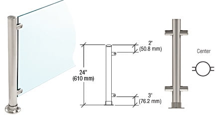 CRL PP58CBS Brushed Stainless 24" High 1" Round Slimline Series ...