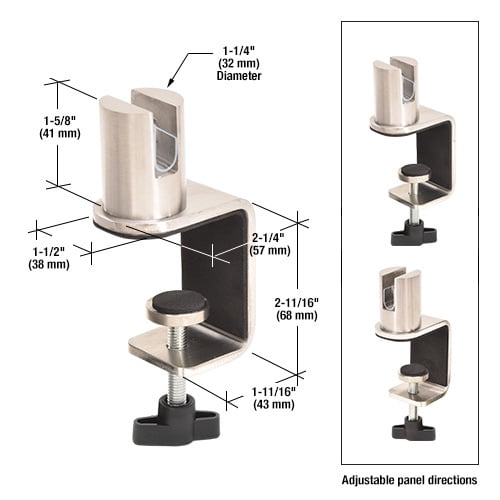 CRL PSC210SMBS Brushed Stainless Standoff 2" C-Clamp for 3/8" Acrylic ...