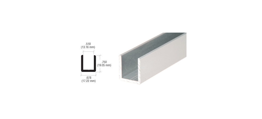 CRL SDCD1212BA Brite Anodized 1/2" Fixed Panel Shower Door Deep U ...