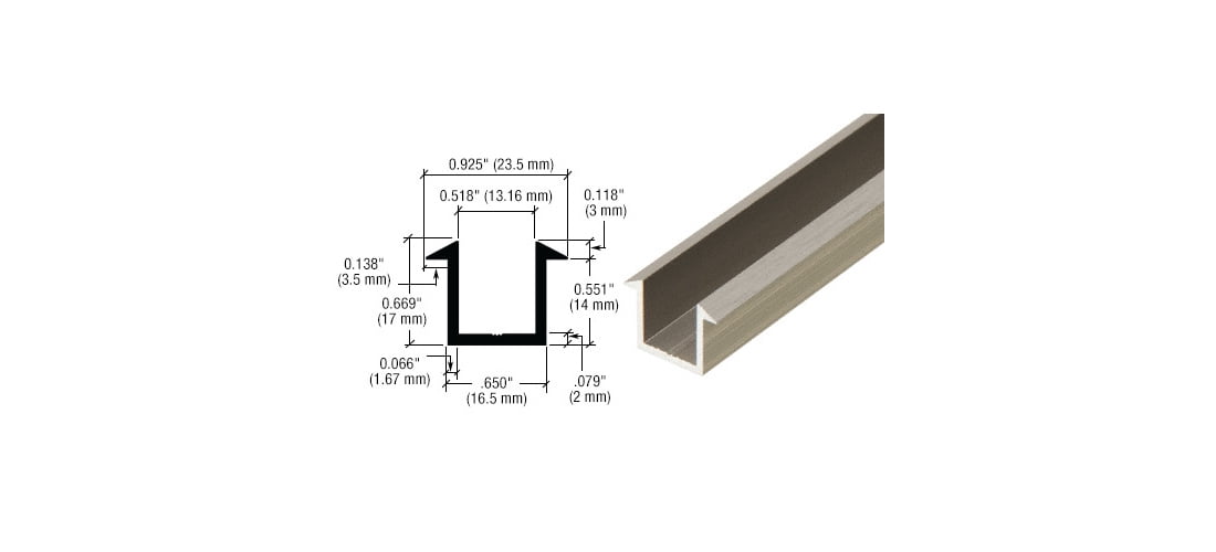 CRL SDCF12BN 98" Brushed Nickel U-Channel for 1/2" Glass Recess - 95 ...