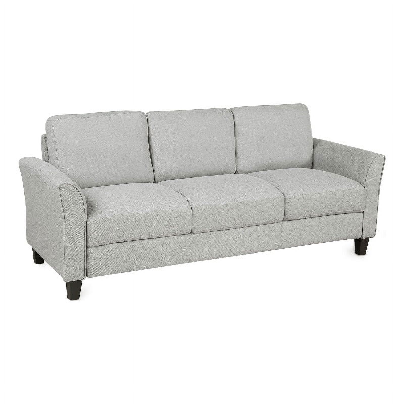 CRO Decor 3-Seat Sofa Living Room Linen Fabric Sofa in Light Gray ...