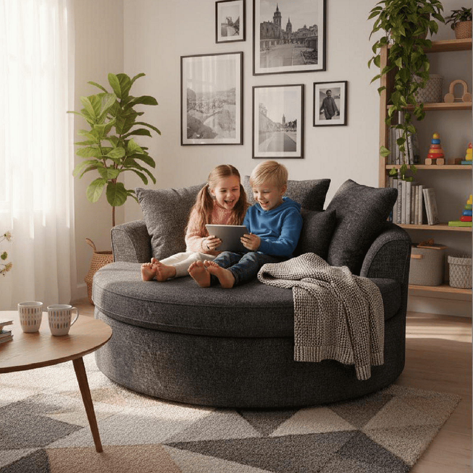 CRO Decor Dark Gray Fabric free-install fully foam-filled Compressed ...