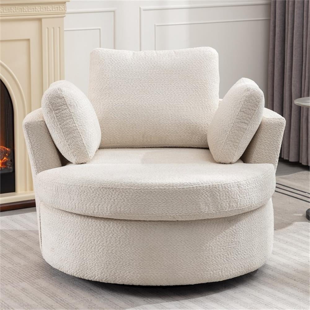 CRO Decor Extra Large Circular Swivel Chair in Beige - Walmart.com