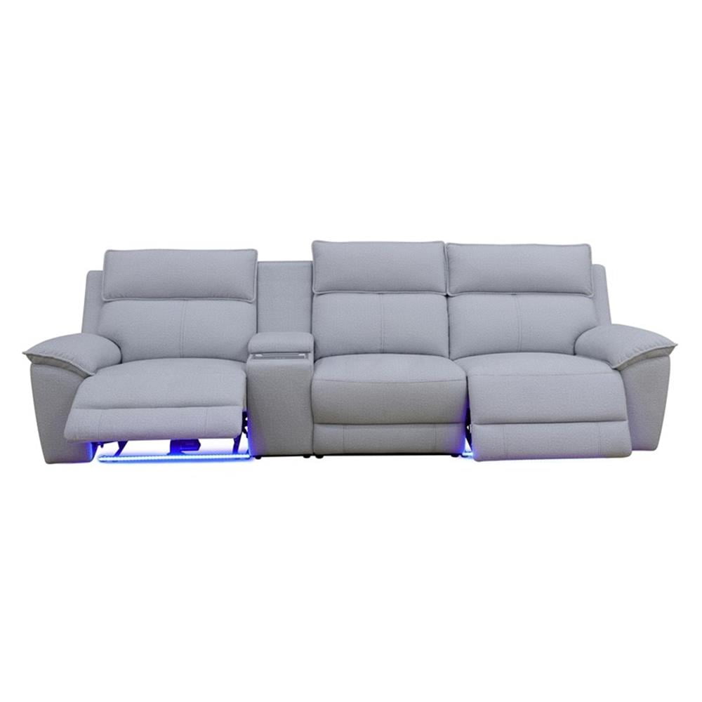 CRO Decor Grey White Lambswool 4-Piece Living Room Recliner Sofa Set ...