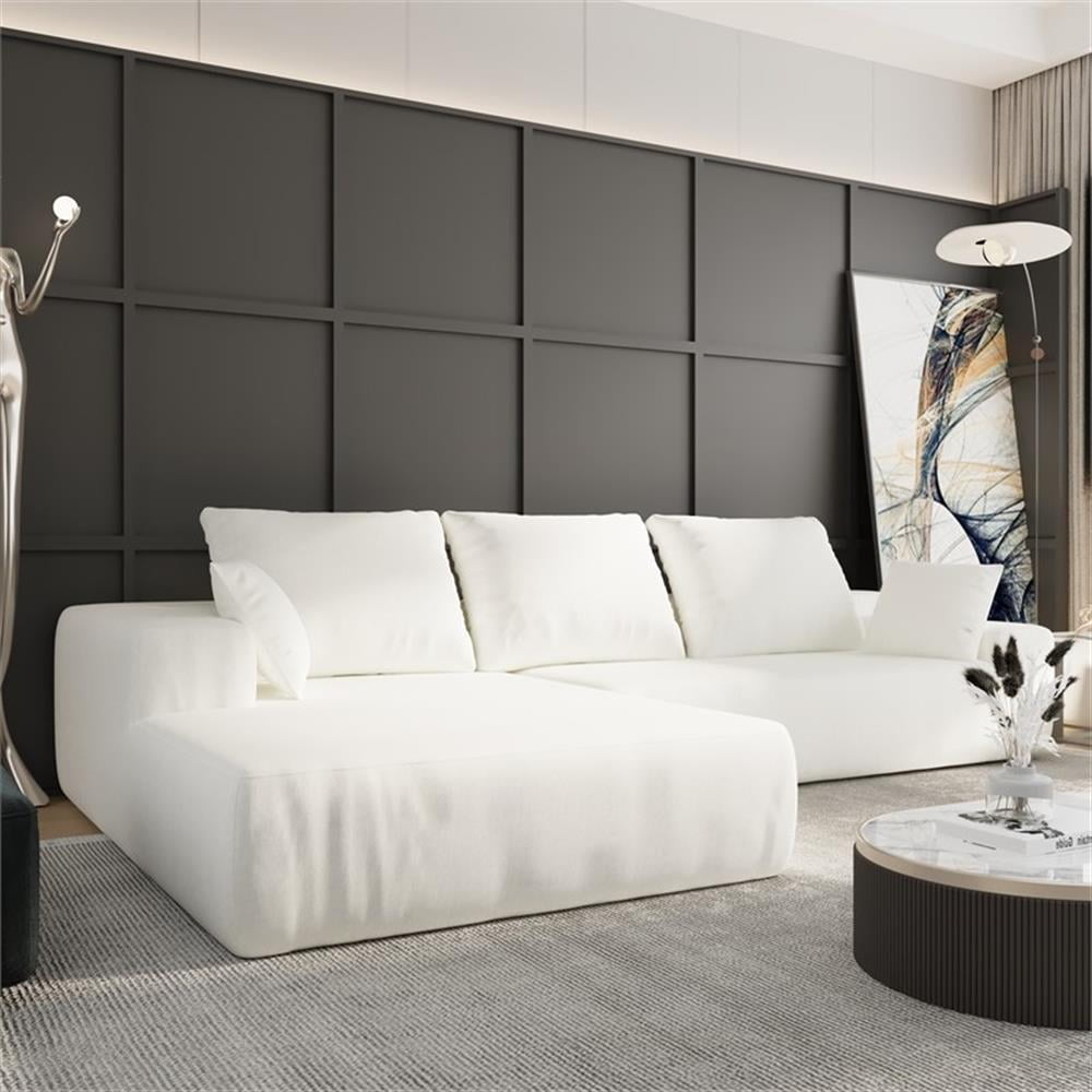 CRO Decor Easy Install, Foam-Filled, Chenille L-shaped Living Room Sofa ...