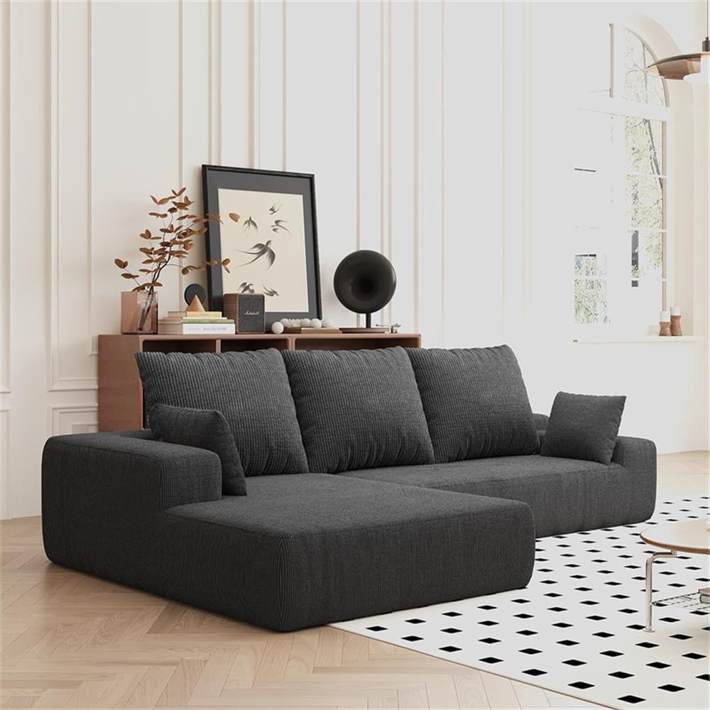 CRO Decor L-shaped Corduroy free-install fully foam-filled Compressed ...