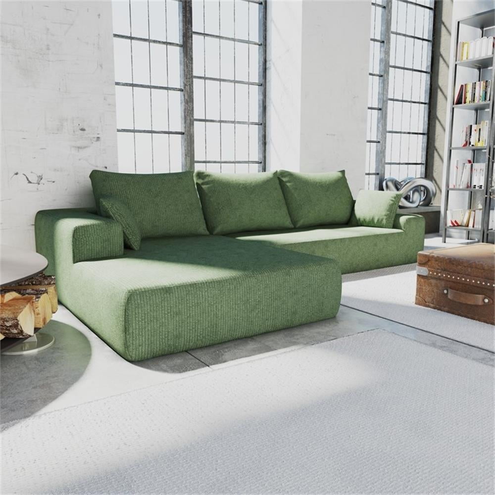 CRO Decor L-shaped Corduroy free-install fully foam-filled living room ...