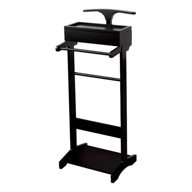 CRO Decor Modern Wood Decorative Suit Rack with Top Shelf in Black ...